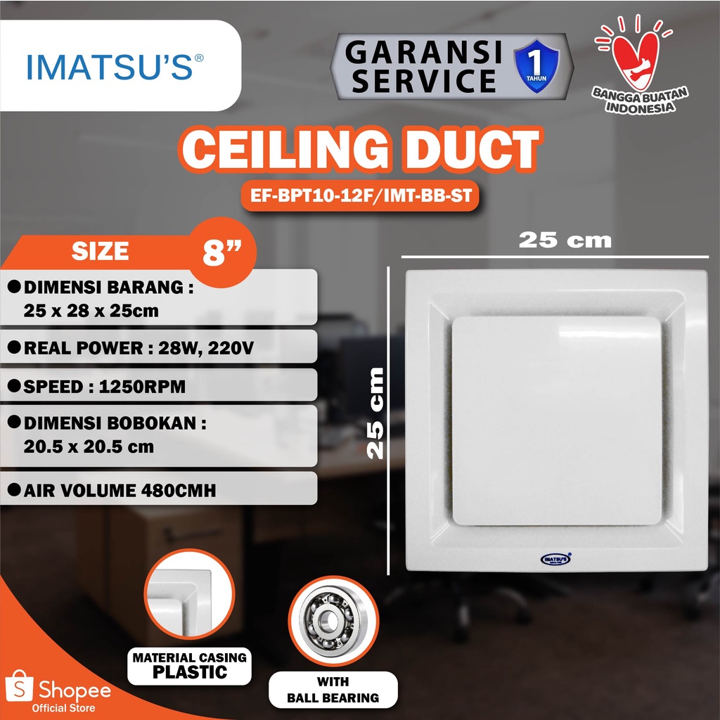 Jual EXHAUST FAN IMATSU TYPE EF-BPT10-12F/IMT-BB 8 INCH 220V EXHAUST ...