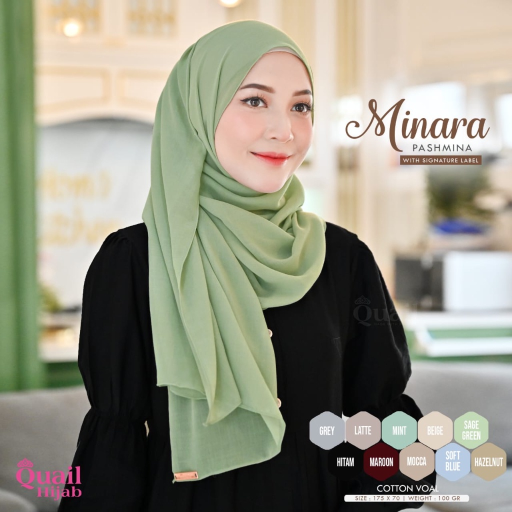 Jual Minara Pashmina With Signature Label Original Quail Hijab Wanita ...