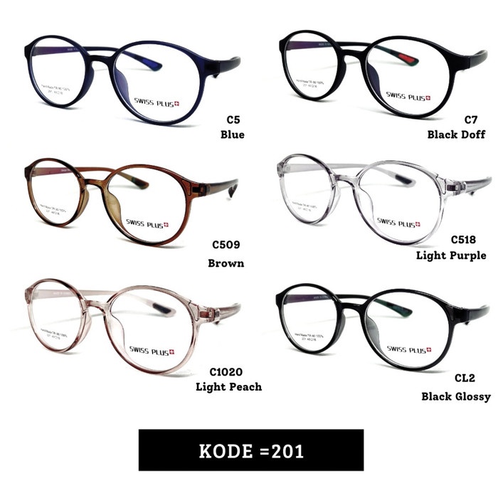 Jual Frame kacamata Original Swiss Plus 201 size 49 lebar frame 132 mm ...