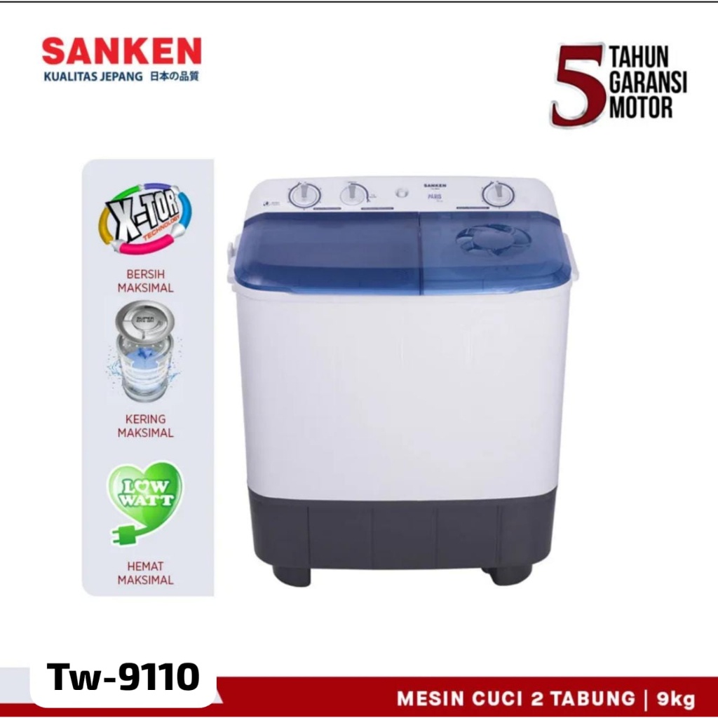 Jual MESIN CUCI 9KG 2 TABUNG SANKEN 9110 | Shopee Indonesia