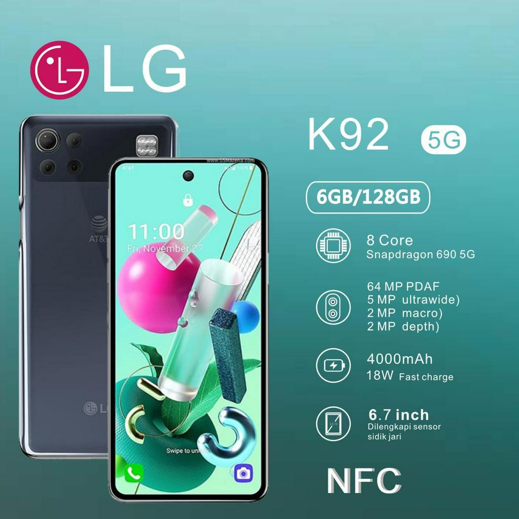 Jual LG k92(5G) NFC-Jakarta- 6GB+128GB- snapdragon690 5G-6.7inch-imei aman handphone LG | Shopee ...