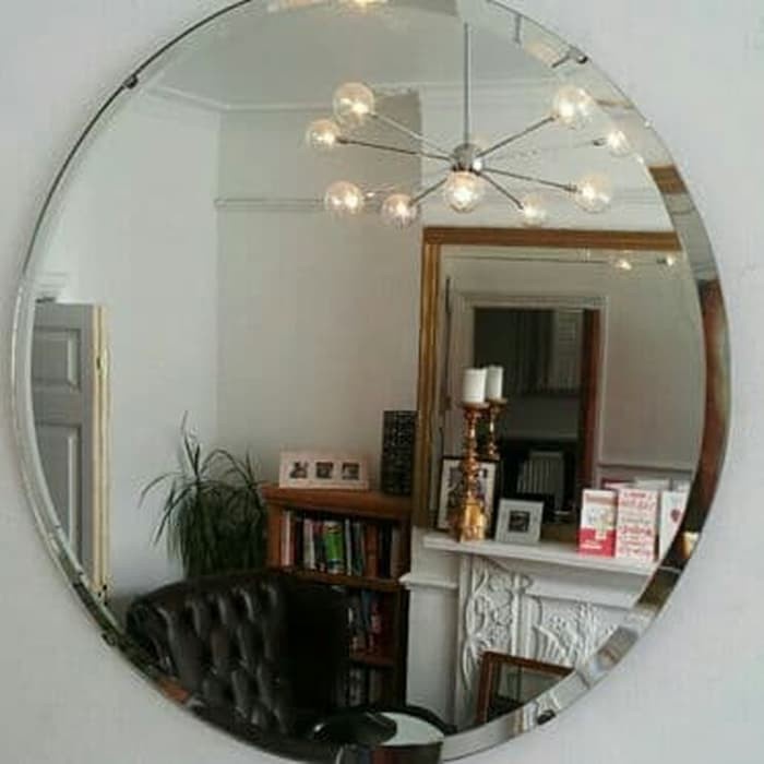 Jual Paket Kaca Cermin bulat 5mm Bevel 1cm bisa Custom ukuran dan model ...