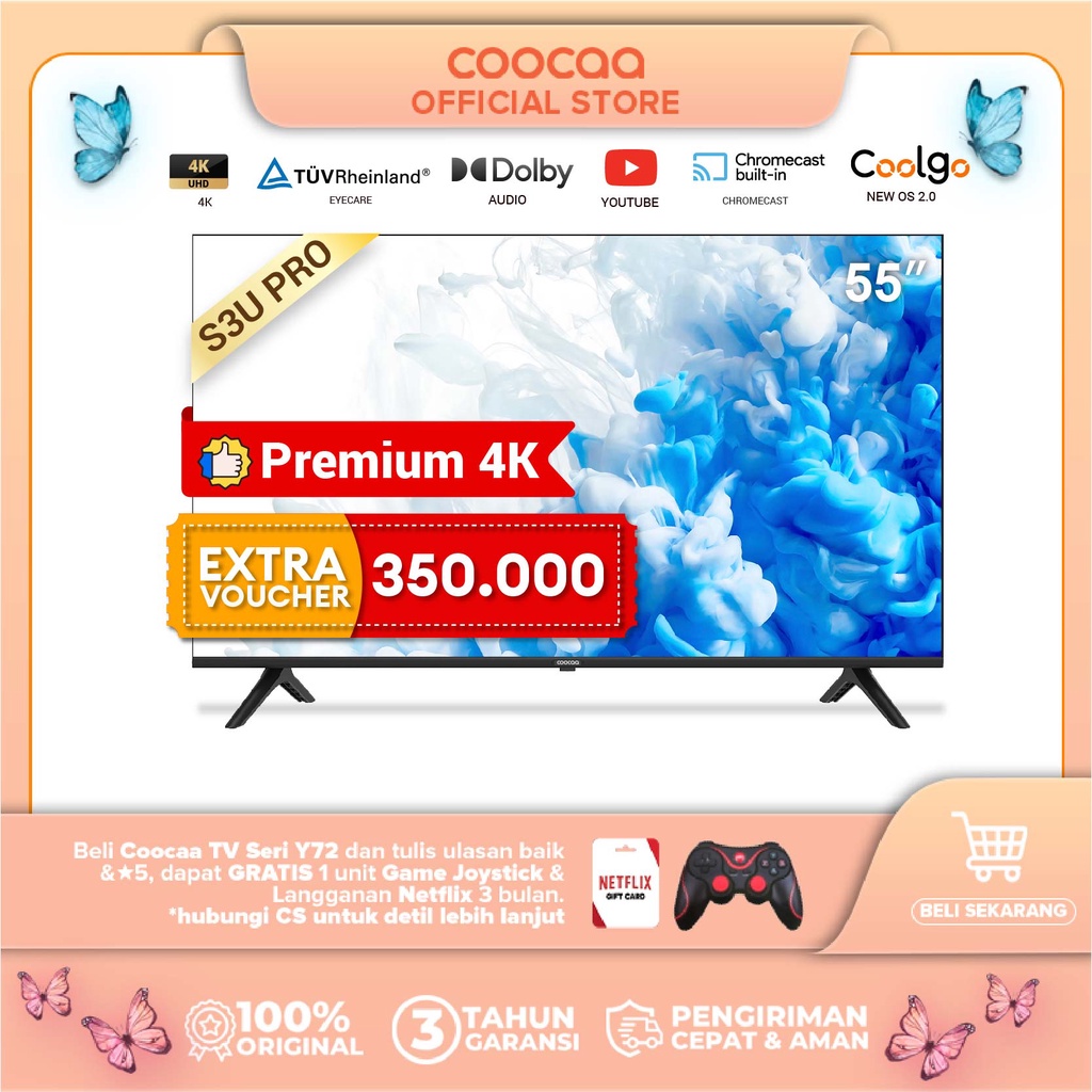Jual COOCAA 55 inch Smart TV - Digital TV - 4K - UHD - Dolby Audio ...