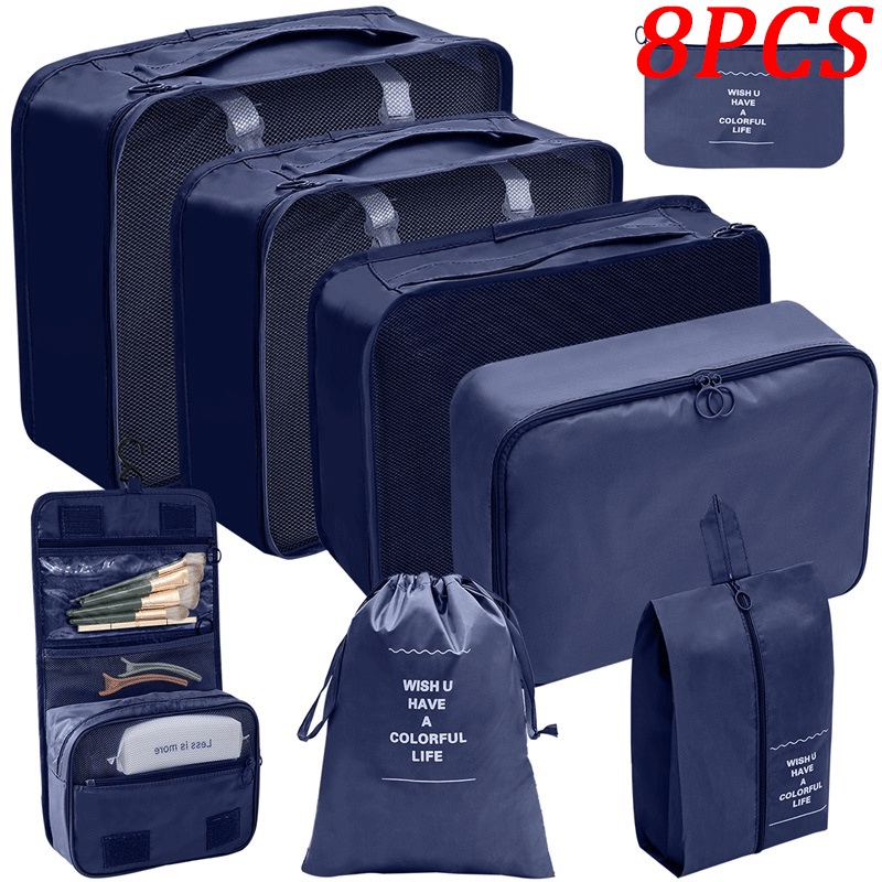 Jual 8pcs/Set Tas Travel Organizer Storage Bag /Tas Koper Polos/8 in1 ...