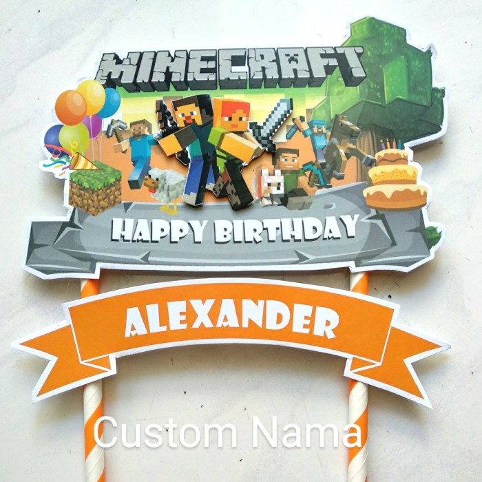 Jual Minecraft Cake Topper/Topper Kue Minecraft/Topper Birthday Banner ...