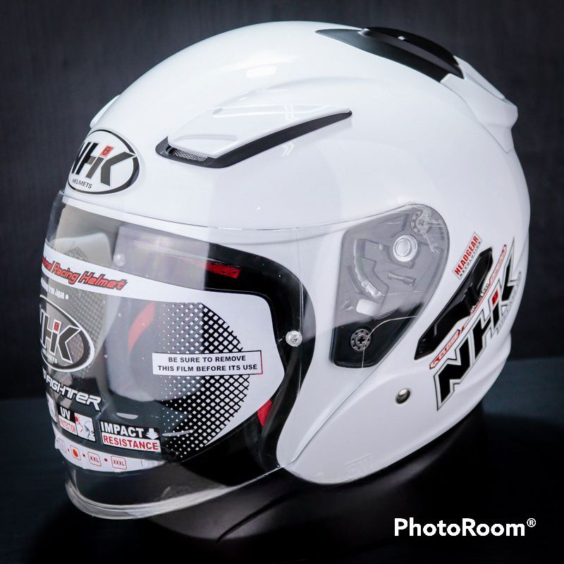 Jual Helm NHK R1 Solid Black Doff Hitam Dop Double Visor Half Face ...