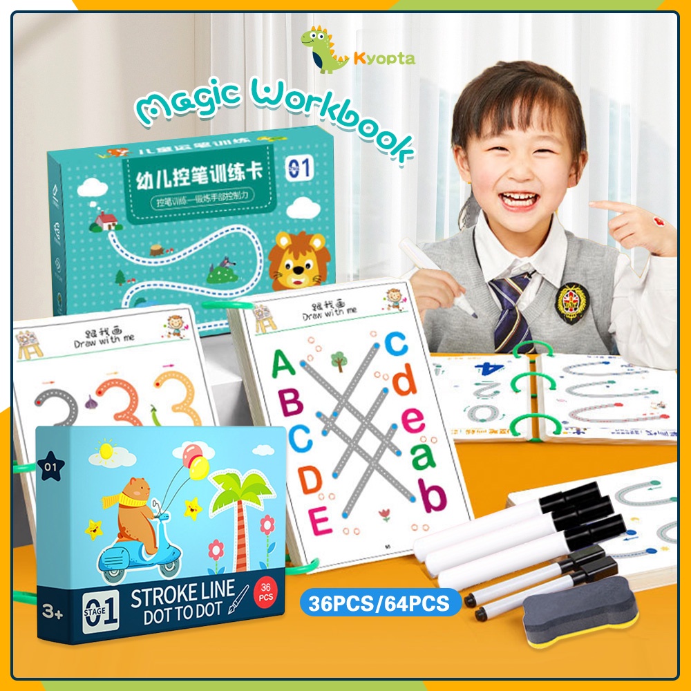 Jual Kyopta Magic workbook smart writing book buku Magic practice book buku Wipe and clean book ...