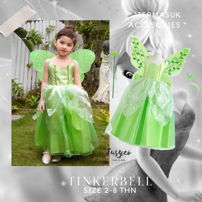 Jual Tinkerbell Green Dress With Accessories / Kostum Dress Kartun Tinker Bell | Shopee Indonesia
