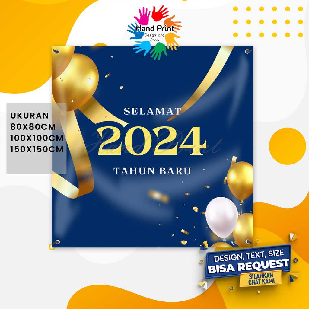 Jual Cetak Spanduk Banner Selamat Tahun Baru Happy New Year I 150x150CM ...