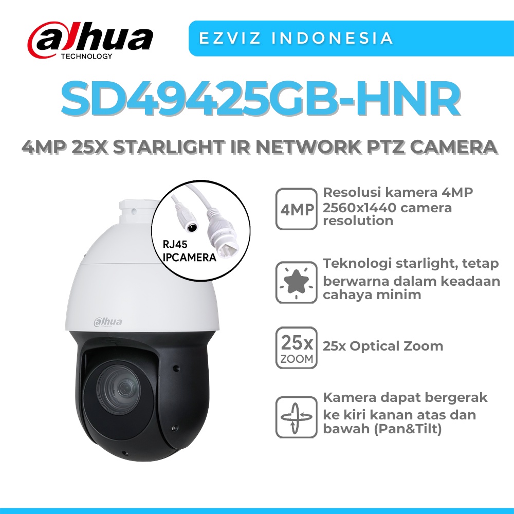 Jual DAHUA SD49425GB-HNR 4MP 25X ZOOM STARLIGHT IR NETWORK PTZ CAMERA ...
