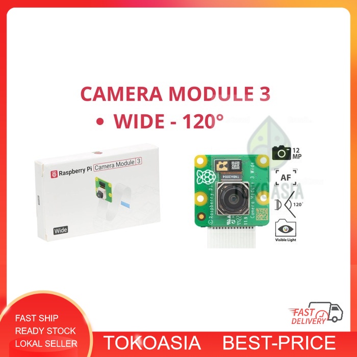 Jual Raspberry Pi Camera Module 3 (120°) Wide Sony IMX708 12 MP ...
