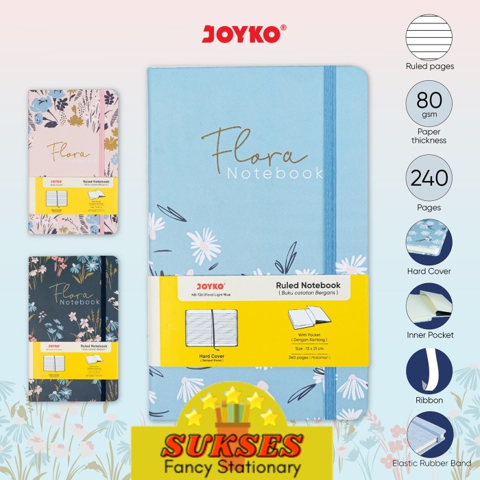 Jual Buku Tulis Catatan Bergaris Ruled Notebook Joyko NB-726 Flora ...