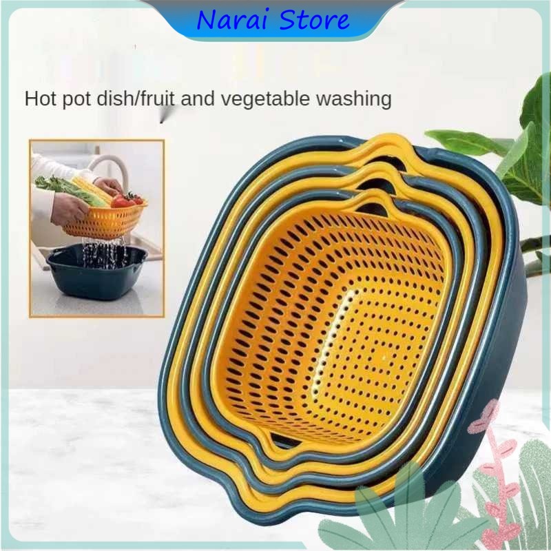 Jual Macroupta Baskom Saringan Cuci Buah Sayuran Double Layer 3 PCS ...