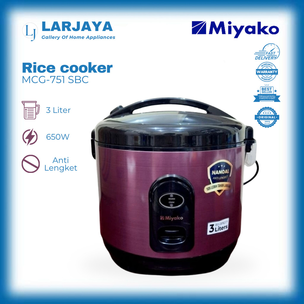 Jual Miyako Rice Cooker MCG-751-SBC 3 Liter | Magic Com 3 Liter ...
