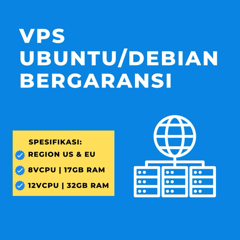 Jual VPS Linux OS Ubuntu/Debian Garansi 1 Bulan 12vCPU | 32GB RAM | Shopee Indonesia