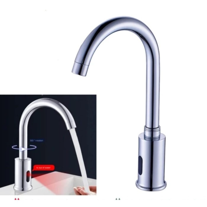 Jual keran sink sensor kuningan otomatis model pipa bisa putar 360 ...