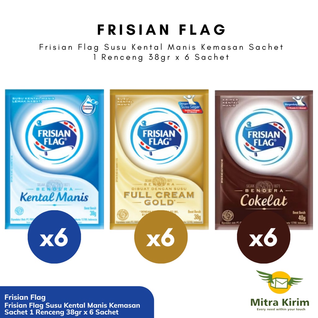 Jual Frisian Flag Susu Kental Manis Sachet 1 Renceng 38gr x 6 Sachet ...