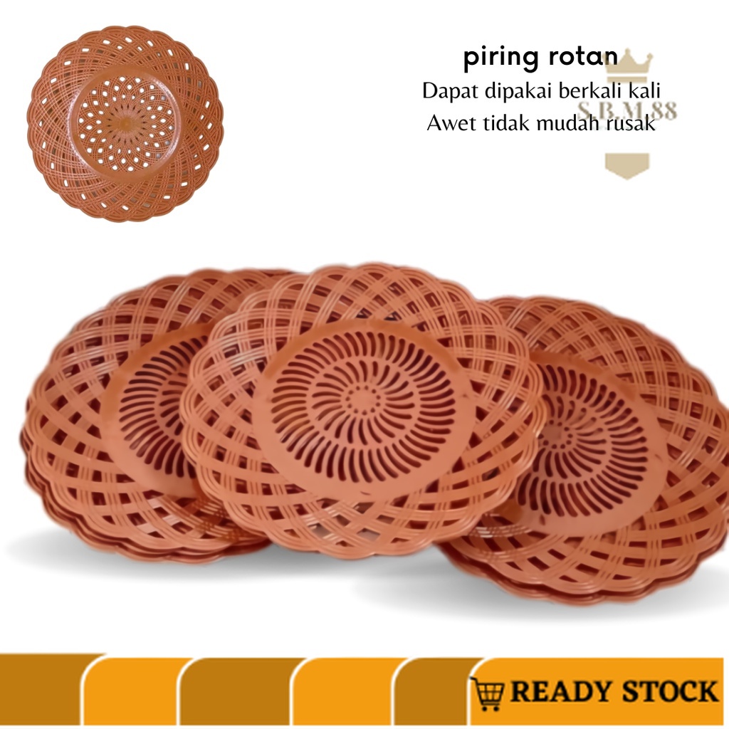 Jual SM88 - Piring Rotan Plastik Tebal - Piring Plastik Motif Anyam ...