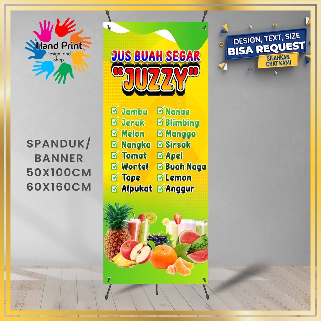 Jual SPANDUK / BANNER Jus Buah Segar Kuning Bisa Request Desain ...