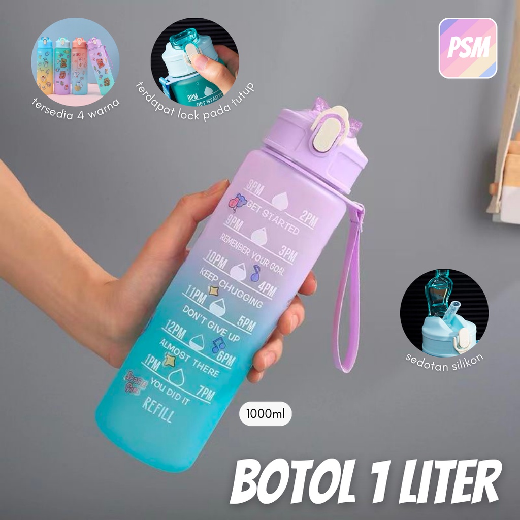 Jual [PSM] Botol Minum 1 Liter Viral Gradasi Anak 1Liter My Bottle ...