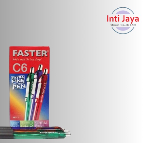 Jual Pulpen Faster C6 Original Hitam Biru per Lusin | Shopee Indonesia