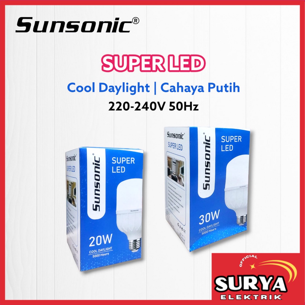 Jual Bohlam Lampu SUNSONIC Super LED 20 / 30 Watt Cool Daylight E27 ...