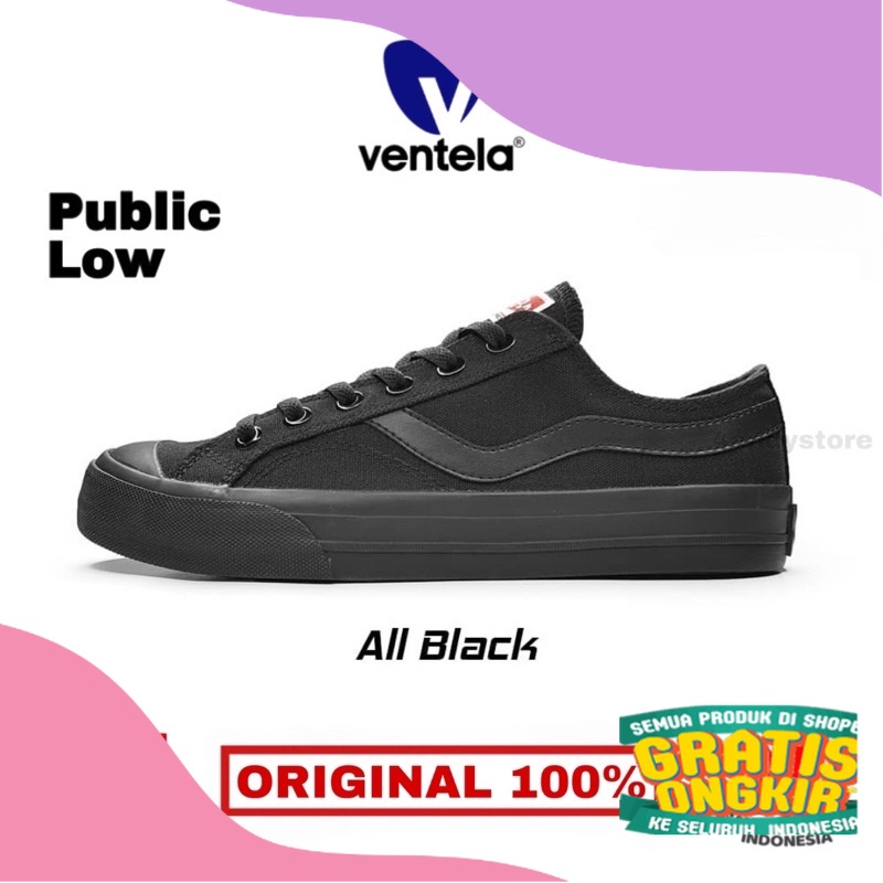 Jual Ventela Public Low All Black [ORIGINAL] Black Natural - Ventella ...