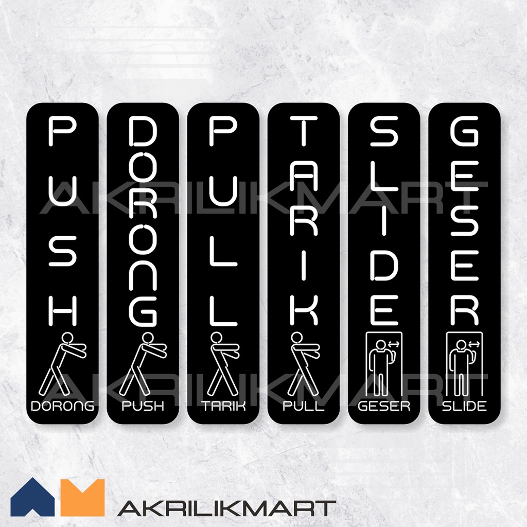 Jual Push Dorong Pull Tarik Slide Geser Sign Acrylic Tempel Pintu ...