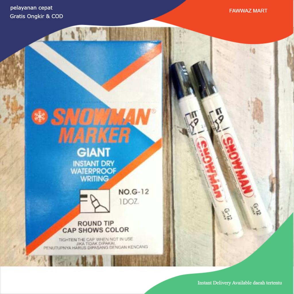 Jual Spidol Snowman Marker (12pcs) HITAM | Shopee Indonesia