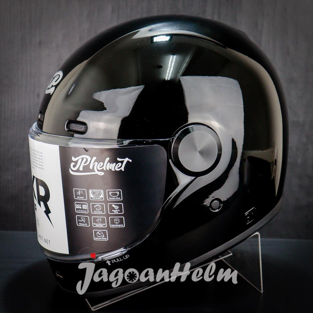 Jual JPX HELM JP ROKR SOLID | SUPER BLACK SILVER | RETRO CLASSIC ...