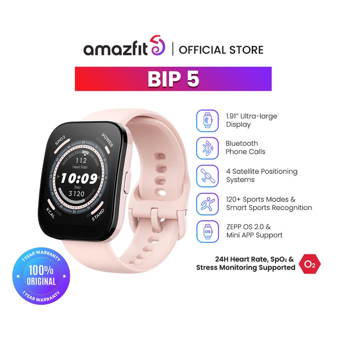 Jual PROMO DISC 72% Amazfit Official Bip 5 Smartwatch Bluetooth Phone ...