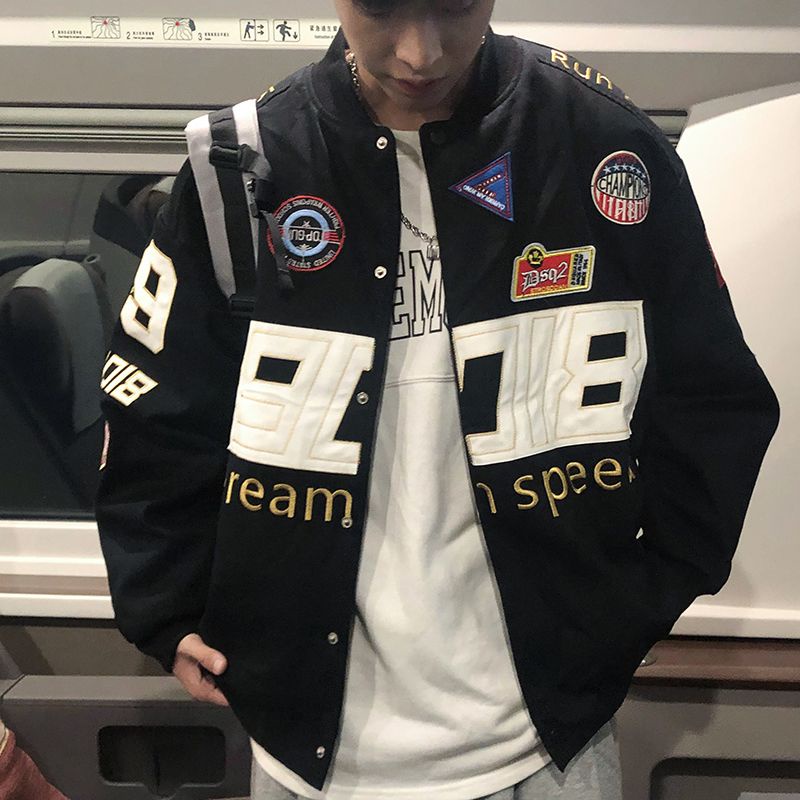 Jual Men's racing jacket, baseball jacket, embroidered American jacket ...