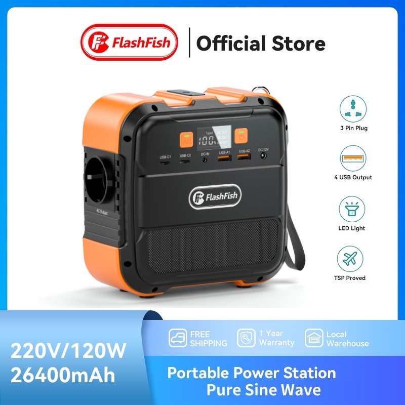 Jual Flashfish 120W 26400mAh Mini Power Station Portable Solar ...