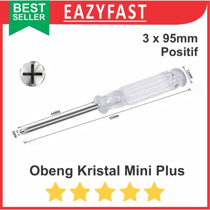 Jual Obeng Kristal Mini Minus Min Negatif 3x95mm Screw Driver ...