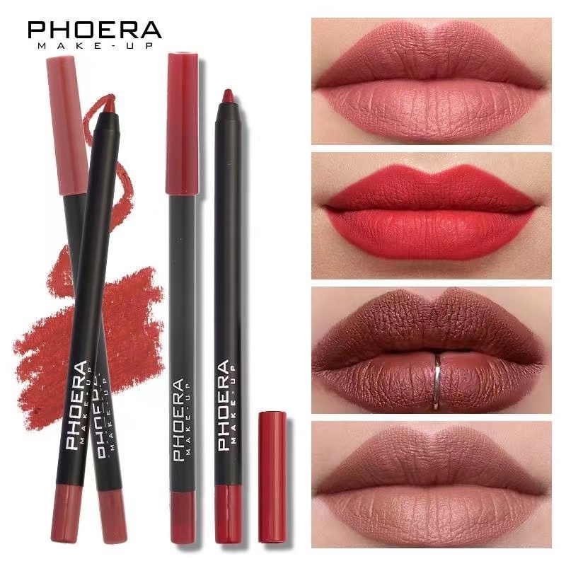 Jual Lip Liner Pencil+Lip Gloss 2 in 1 Matte Lip Liner Pencil 12 ...