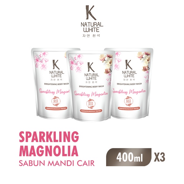 Jual K Natural White Sabun Mandi Cair Magnolia Pouch 400 ml x3 | Shopee ...