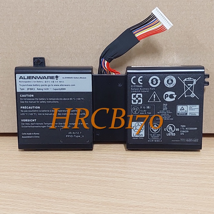 Jual Baterai Type 2F8K3 For Dell Alienware 18 18X M18X-R3 Series -HRCB ...