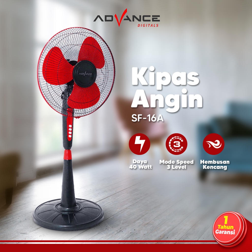 Jual Kipas Angin Berdiri Advance SF16A/SF-16A 16inch 40Watt 3 Speed Hembusan Angin Kencang ...