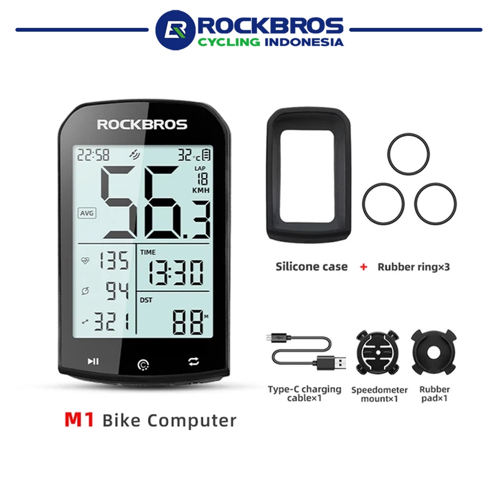 Jual Speedometer M1 Rockbros Sepeda GPS 5.0 Computer ANT+ Bluetooth ...