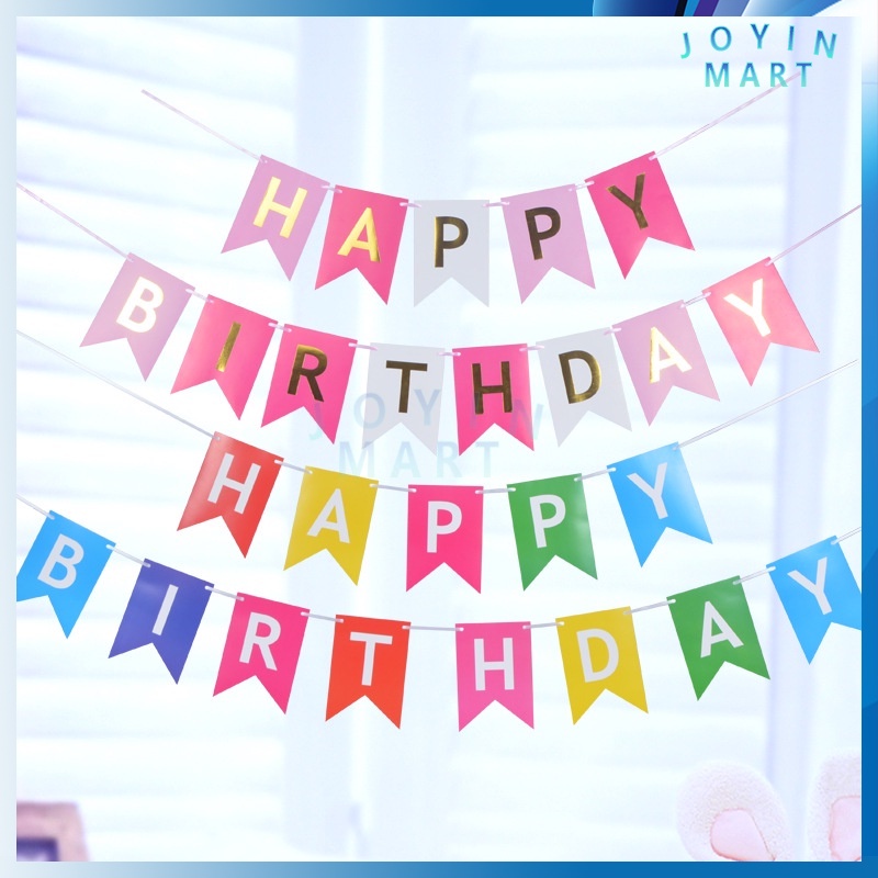 Jual Bunting Flag Baner Happy Birthday Motif PASTEL / Banner Ultah ...