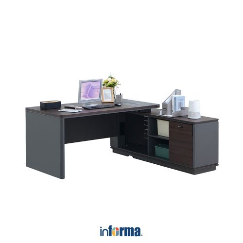 Jual Informa Moza Meja Kantor 1816 - Cokelat Walnut/Abu-Abu Office ...