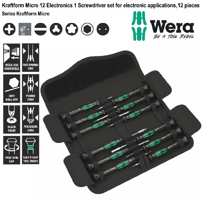 Jual WERA Obeng Micro Set 05073677001 Kraftform Micro 12 Electronics 1 ...