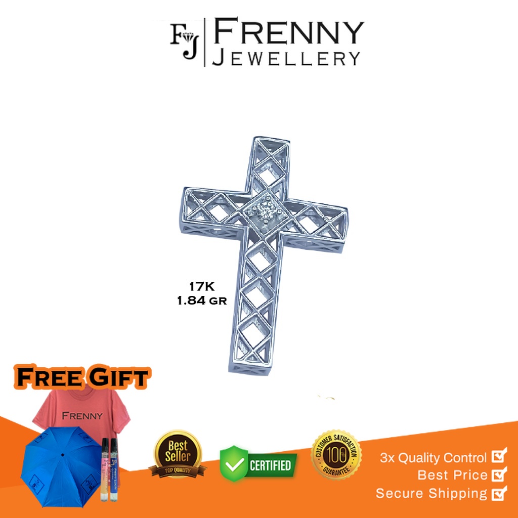 Jual Liontin Emas White Gold Salib Rangka Mata 18K Frenny Jewellery ...