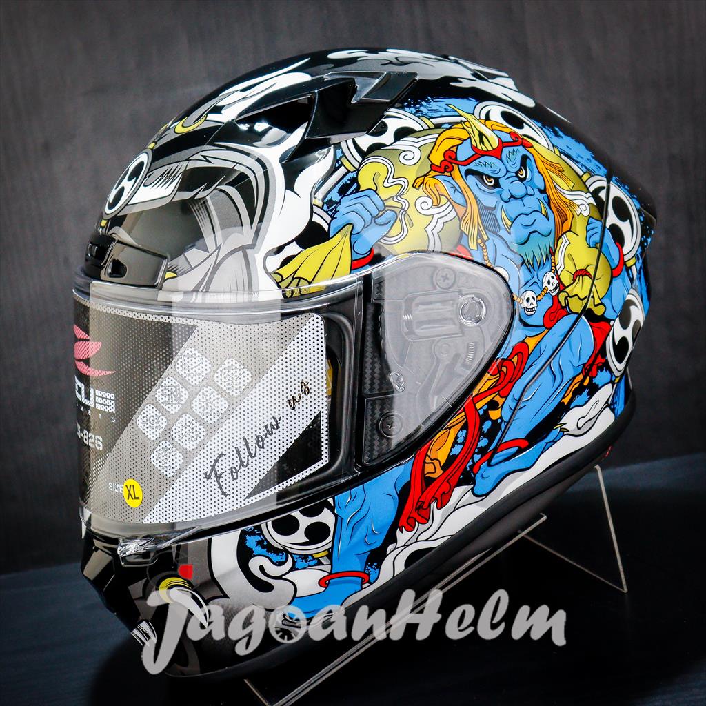 Jual ZEUS HELM ZS826 | BLACK BK16 BLUE | ZS 826 - ZEUS 826 FLAT VISOR ...