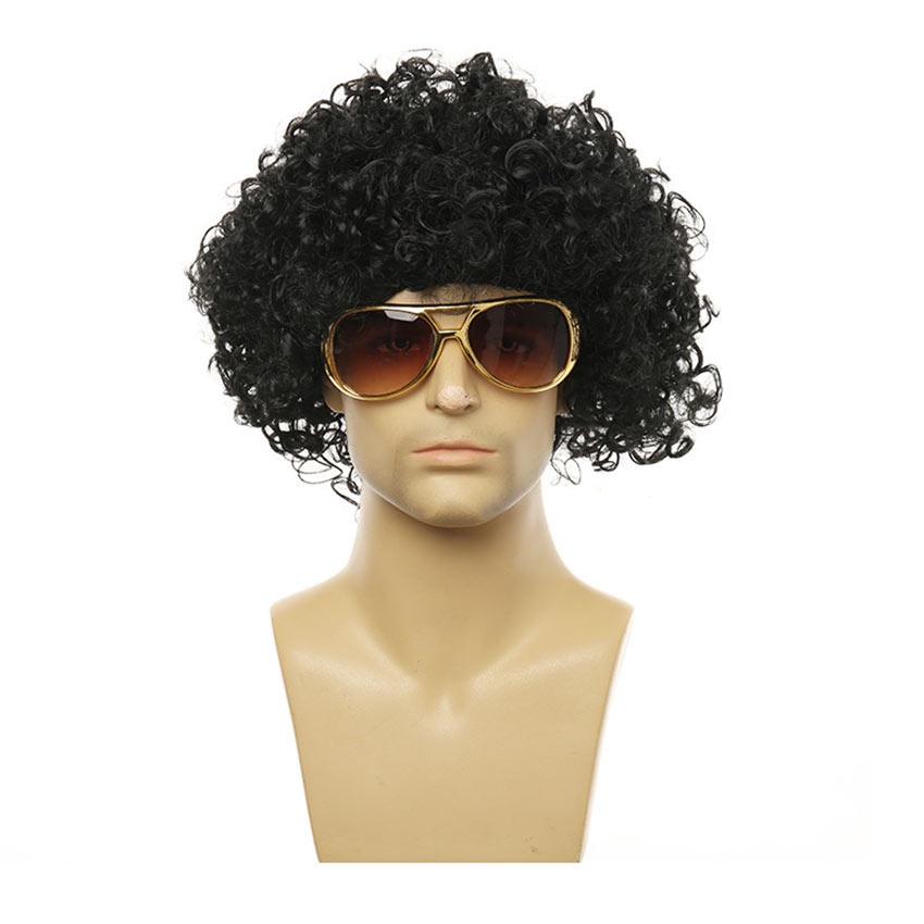 Jual Wig Kribo Hitam Wig Punk Rocker Curly Long Rambut Halloween Kostum ...