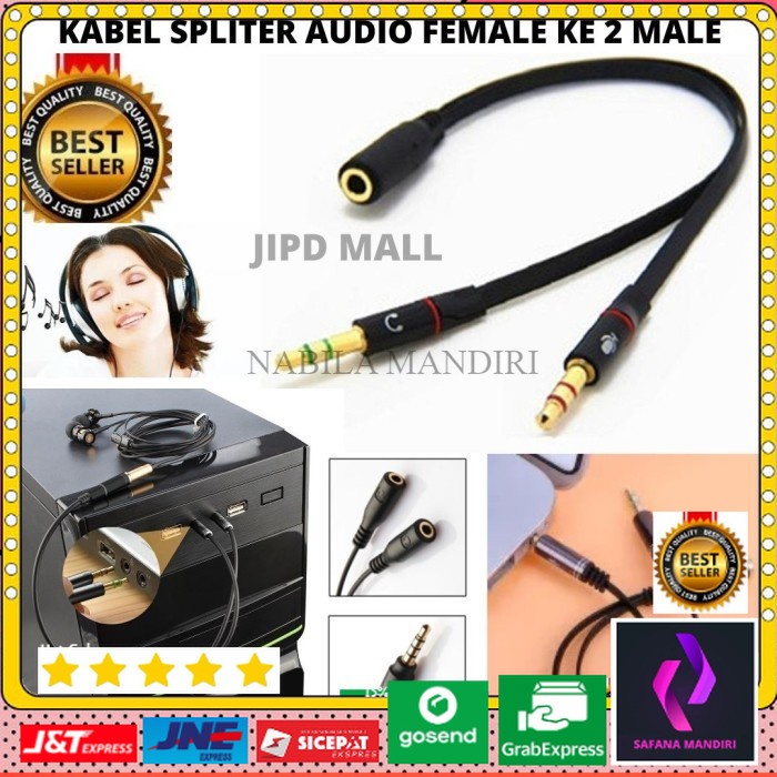 Jual Kabel Spliter Audio Jack 3.5mm Female ke 2 Male Hifi Mic Earphone 1111 | Shopee Indonesia