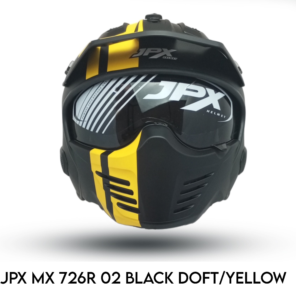 Jual HELM DEWASA MODULAR JPX MX 726 R Full Face / Half Face BLACK DOFF / RED / YELLOW ORIGINAL ...