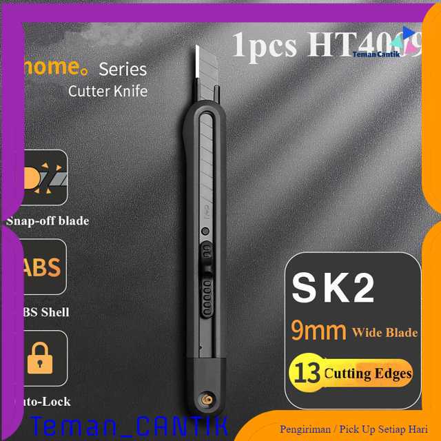 Jual TC - ATK Deli Pisau Cutter Auto Lock Snap Off Blade 13 Cutting Edges SK2 9mm - HT4009 ...
