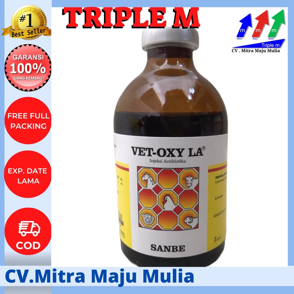 Jual VET OXY LA 50 ml TRIPLE M - Obat Antibiotik Hewan Long Acting ...