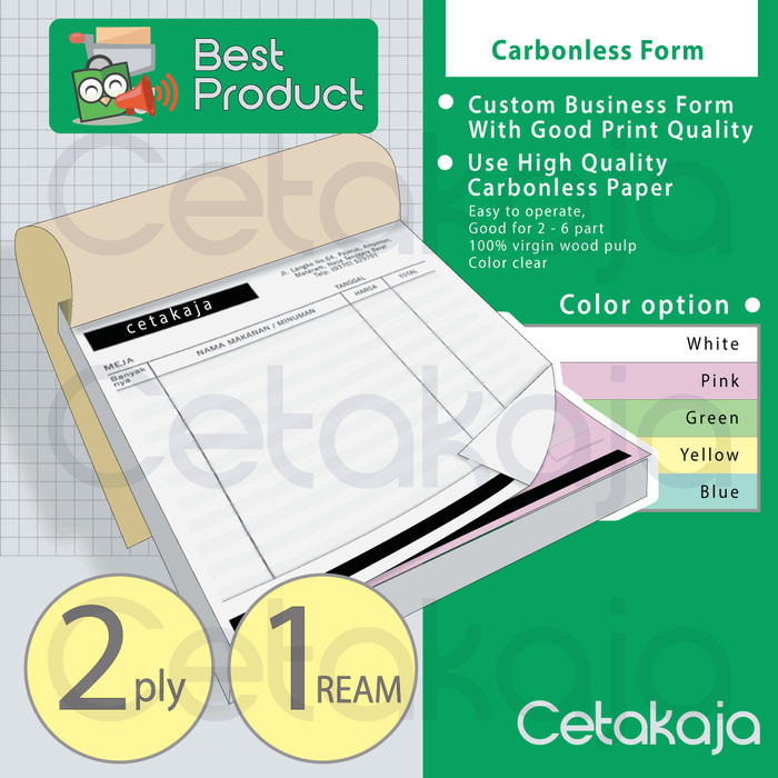 Jual CETAK NOTA 1 RIM 2 PLY / RANGKAP ( Custom NCR INVOICE BON ) 2ply ...